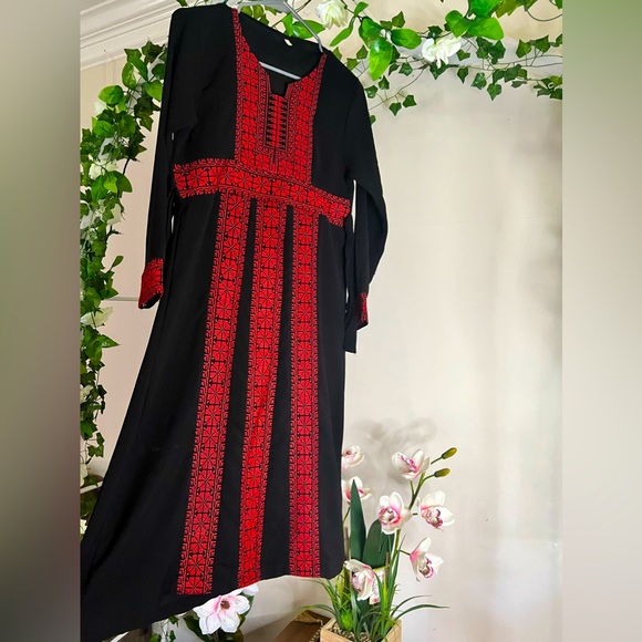 Dresses | Young Girls Palestinian Thobe Red And Black Traditional ...